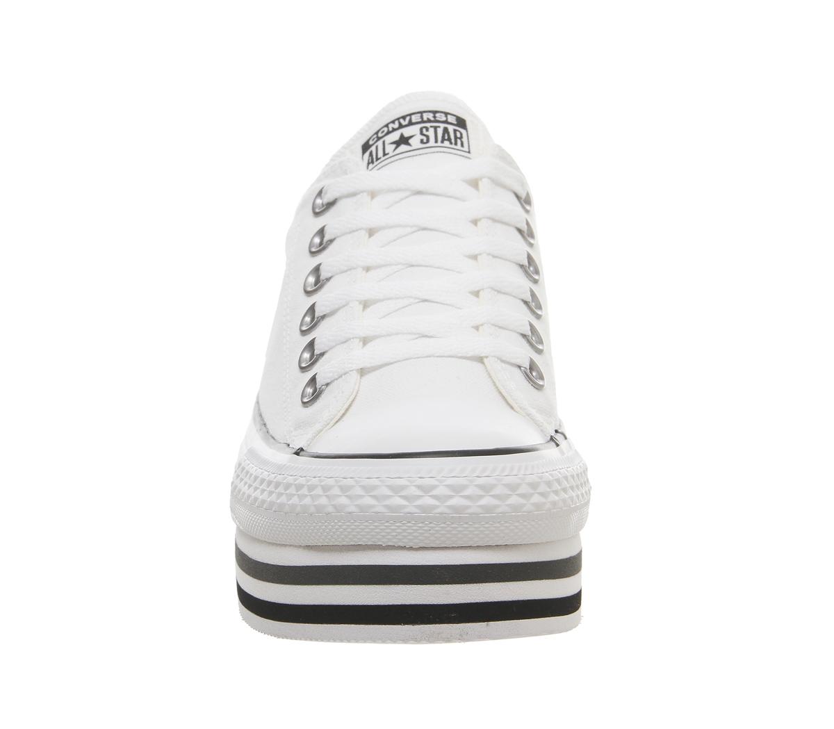 Converse Chuck Taylor Platform Layer Ox Trainers White Black - Women's ...