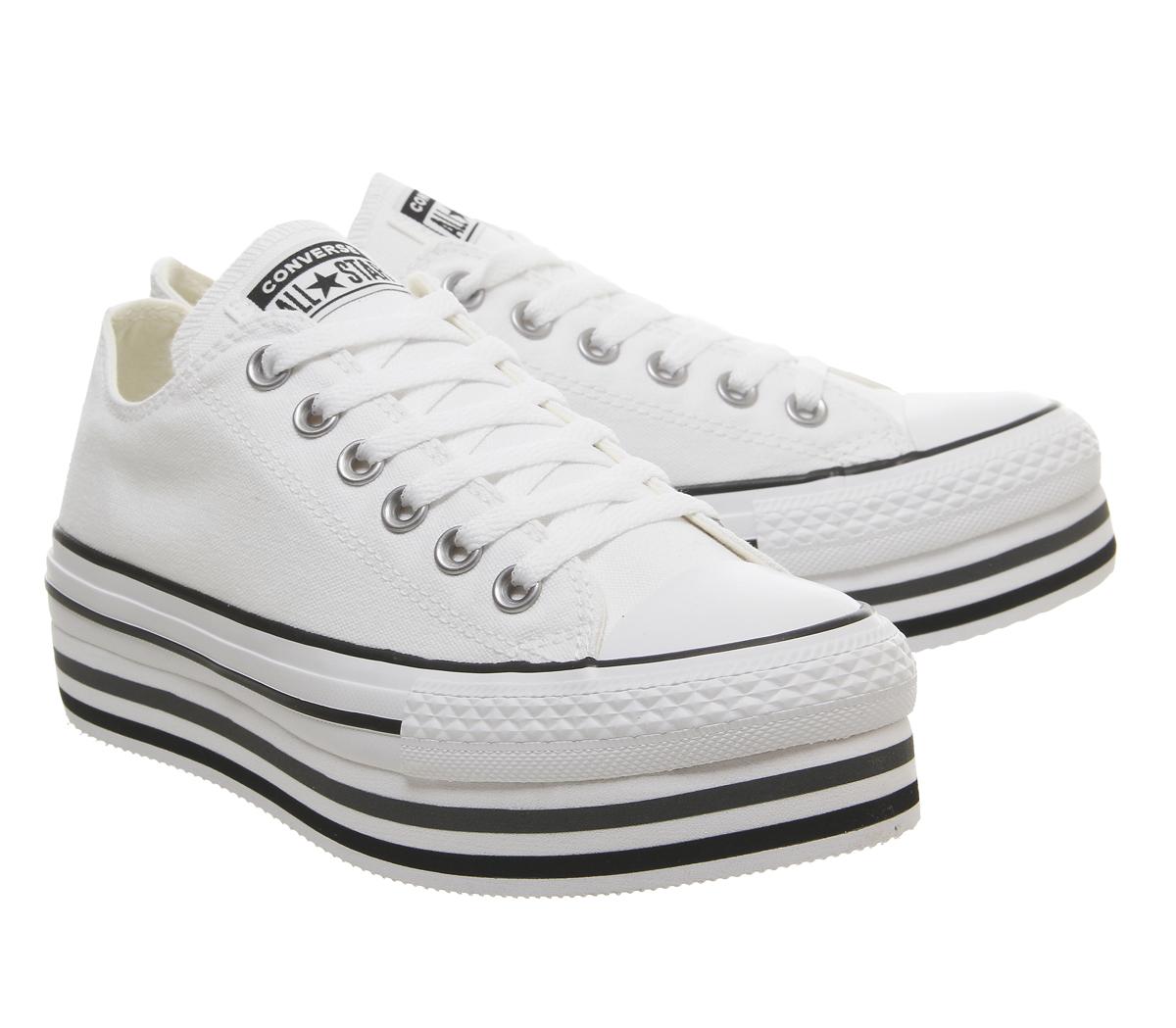 Converse Chuck Taylor Platform Layer Ox Trainers White Black - Women's ...