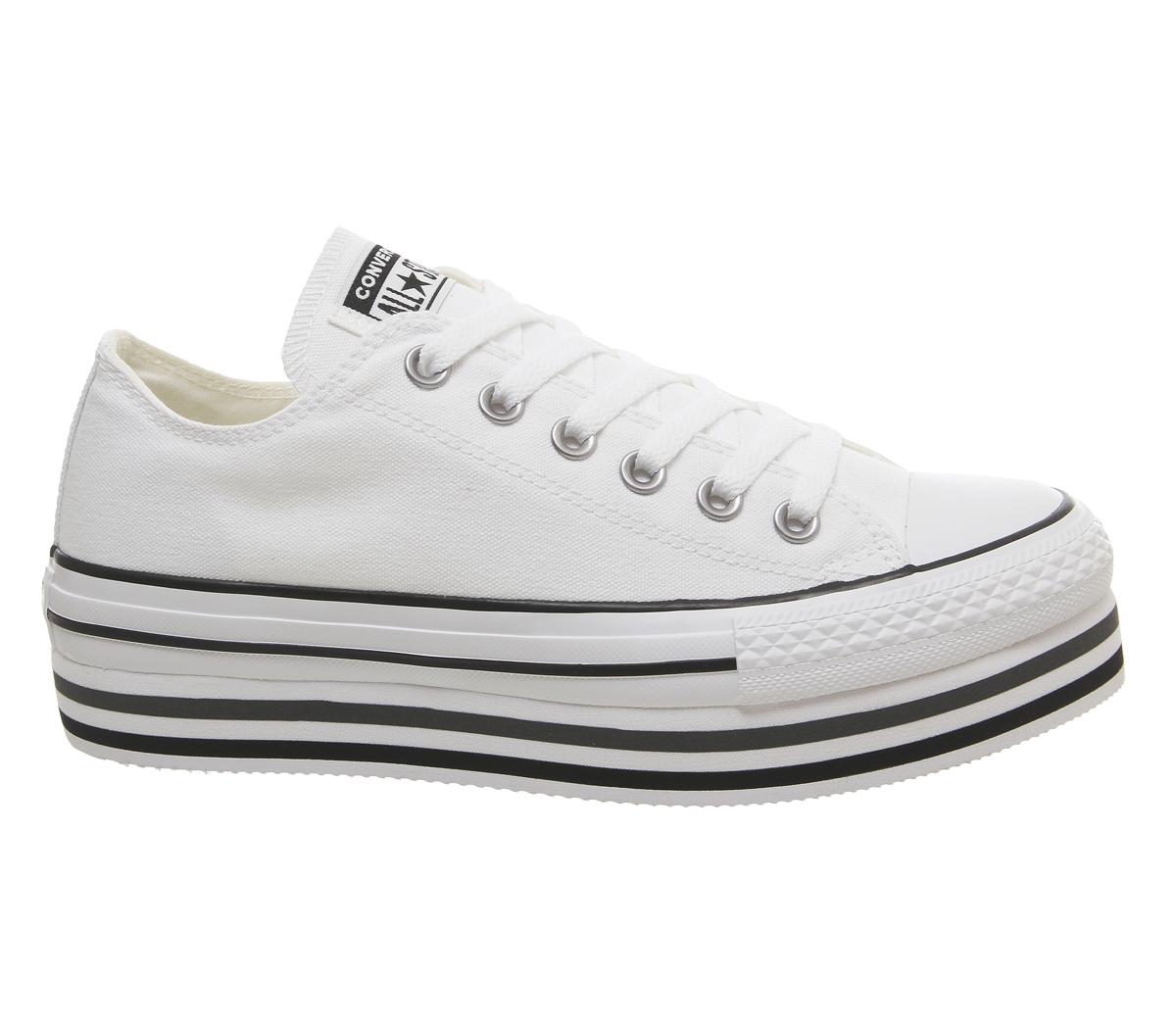 Converse Chuck Taylor Platform Layer Ox Trainers White Black - Women's ...