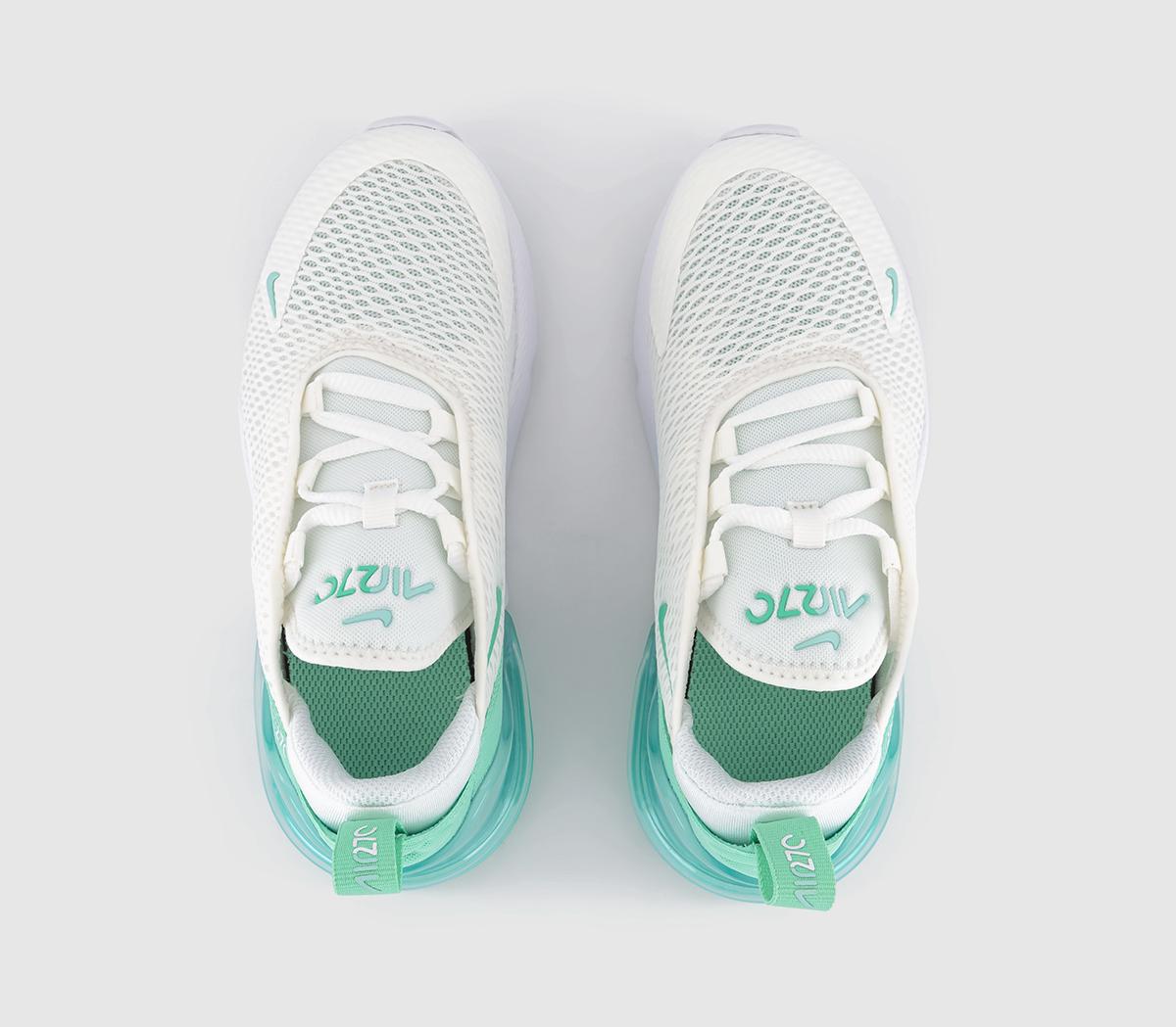 Nike Air Max 270 Kids Trainers Summit White Emerald Rise Jade Ice White ...