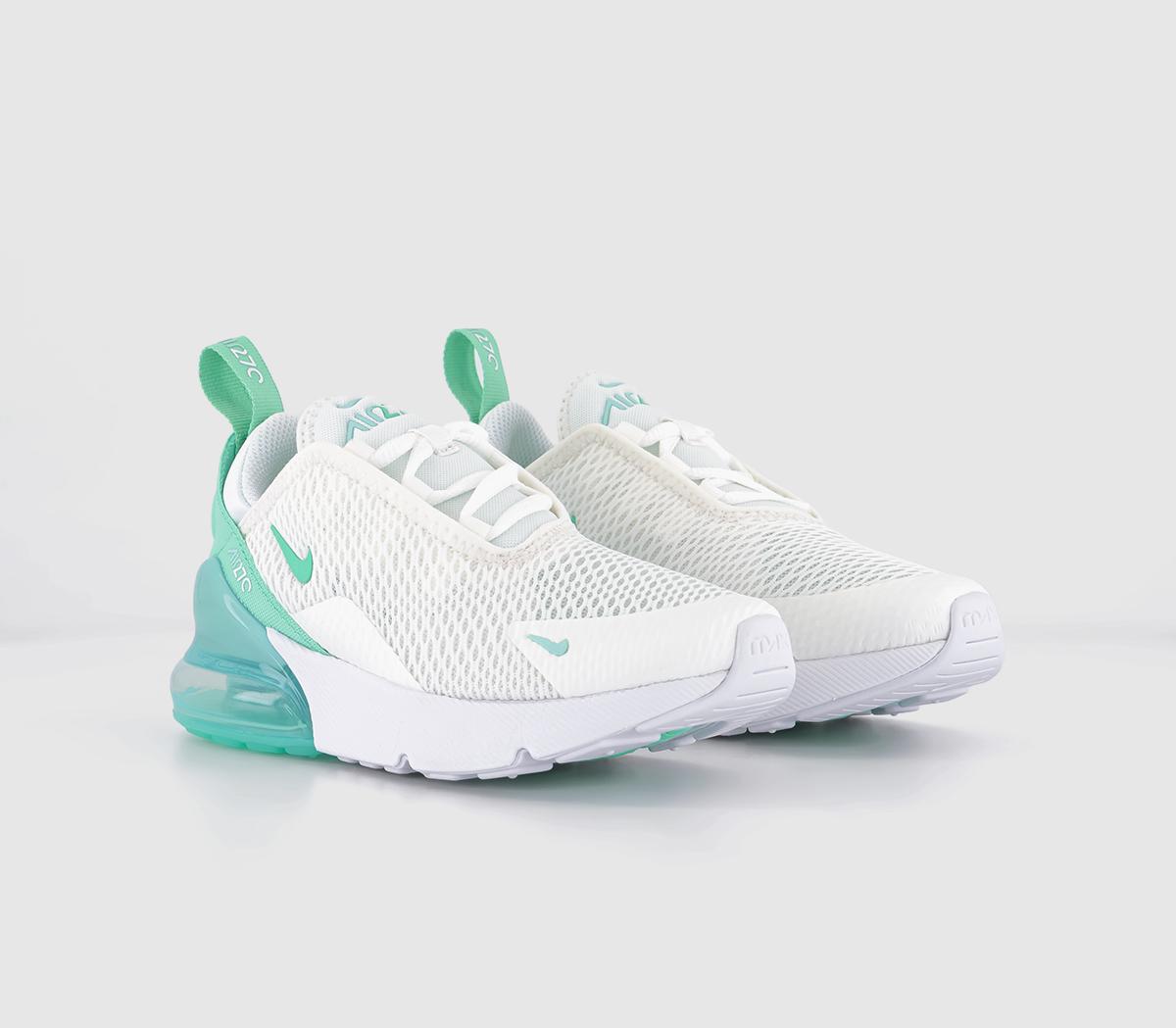 Nike Air Max 270 Kids Trainers Summit White Emerald Rise Jade Ice White ...