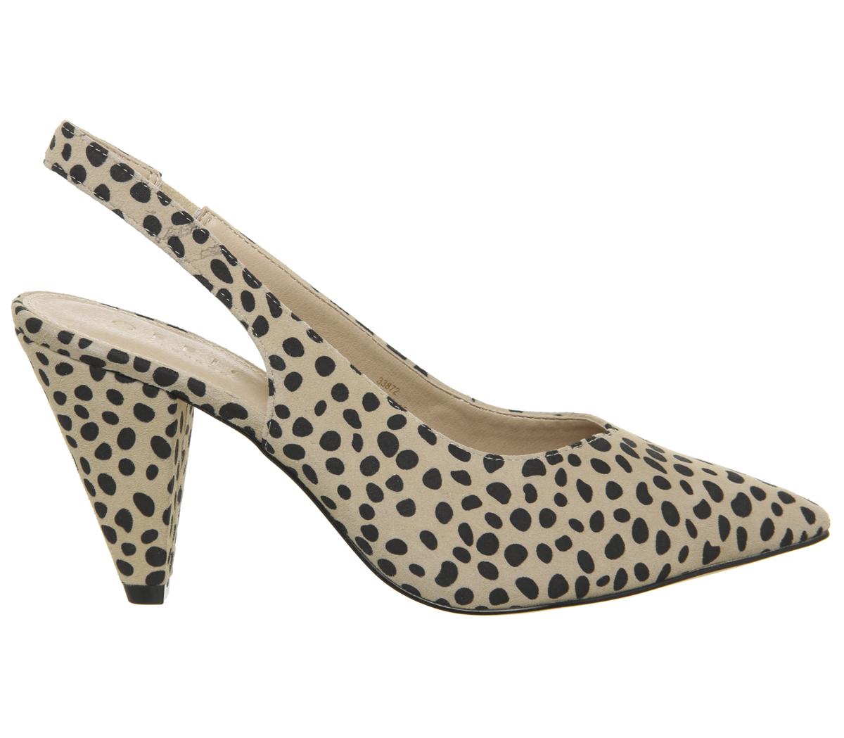 OFFICE Mena Slingback Cone Heels Cheetah Floc Suede - Mid Heels