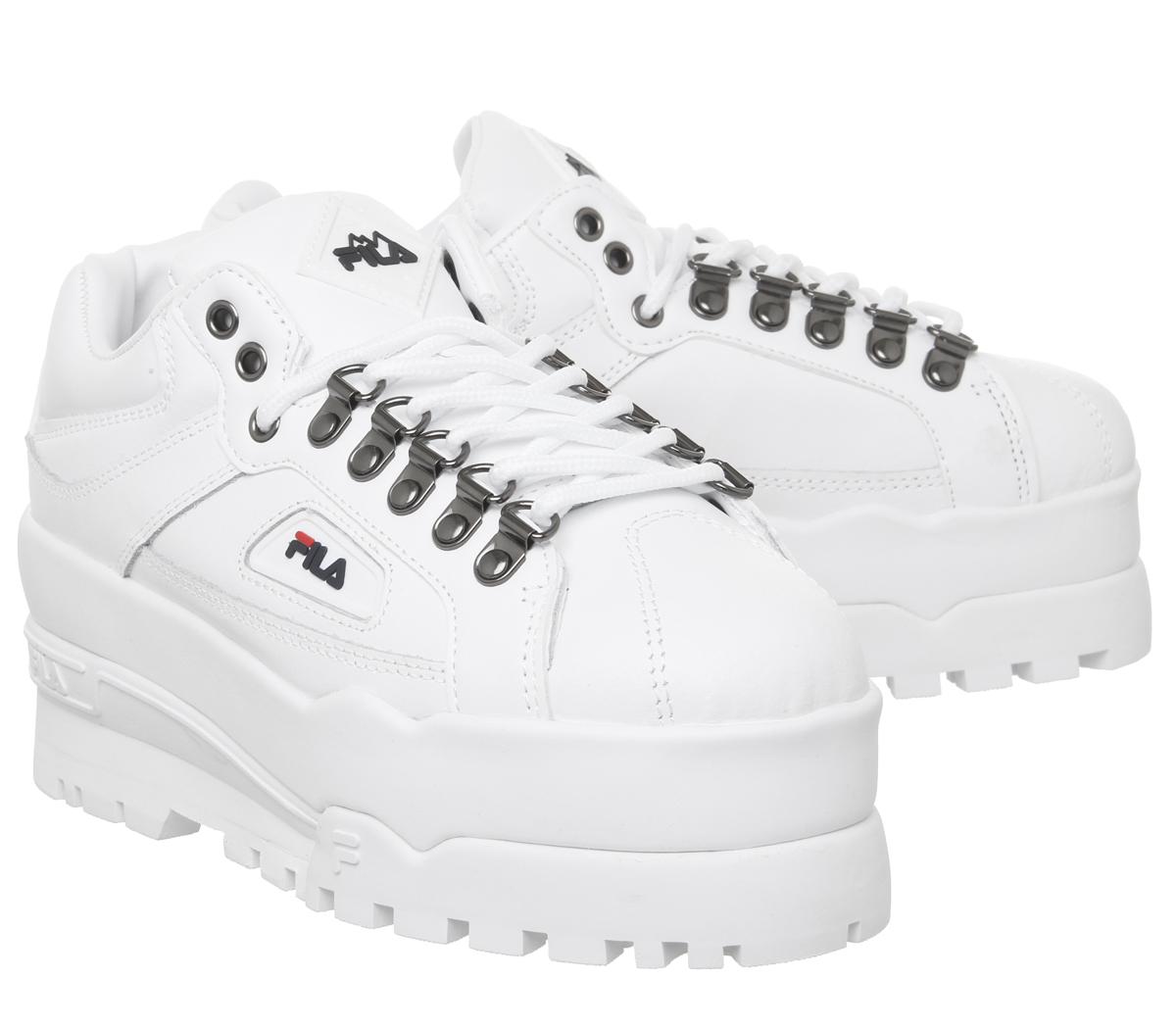 Fila Trial Blazer Wedge Trainers White Fila Navy Fila Red F - Women's ...