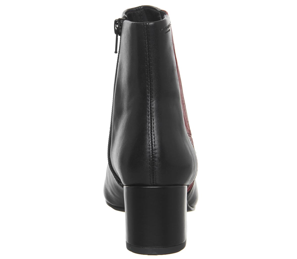 Vagabond Shoemakers Mya Ankle Boots Black Red Stripe - Women's Ankle Boots