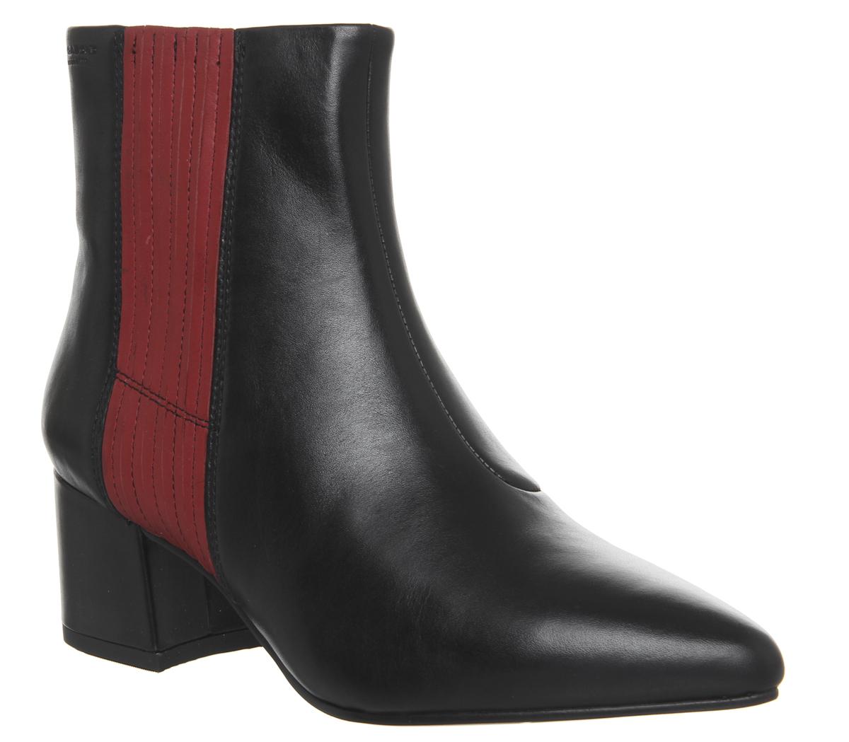Vagabond Shoemakers Mya Ankle Boots Black Red Stripe - Women's Ankle Boots