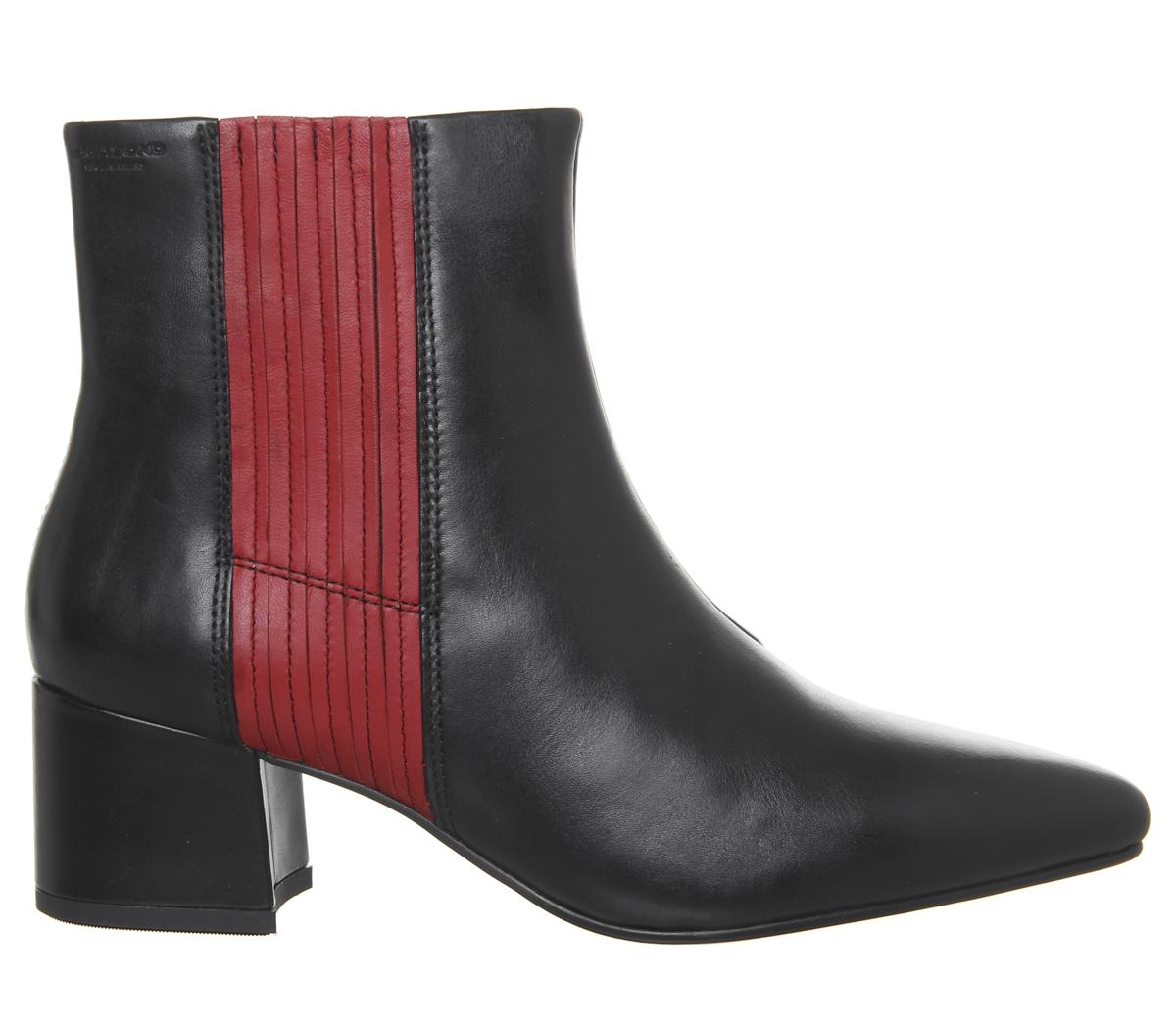 Vagabond Shoemakers Mya Ankle Boots Black Red Stripe - Women's Ankle Boots