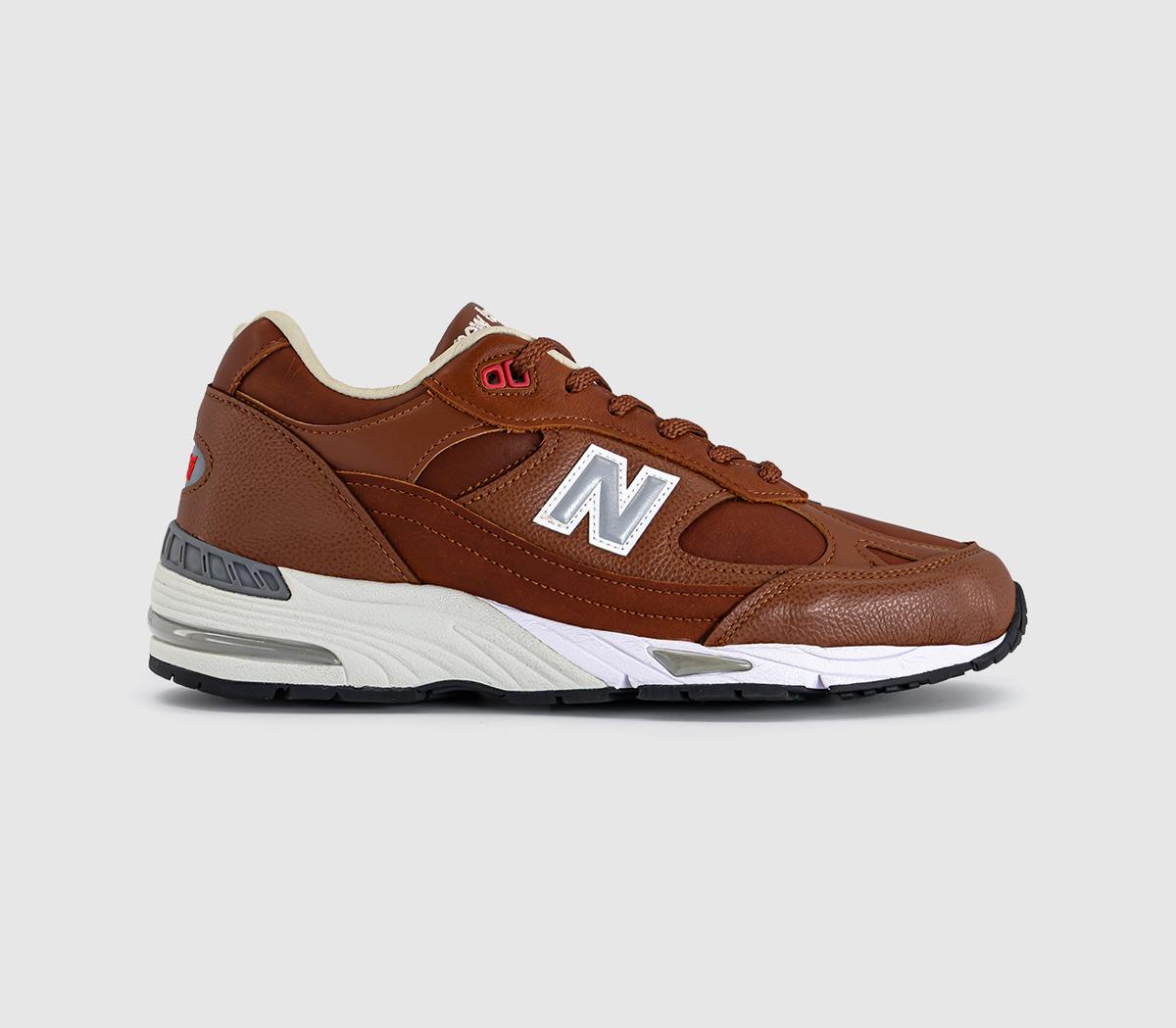 Click here for New Balance 991 Trainers Burnt Orange Silver White... prices