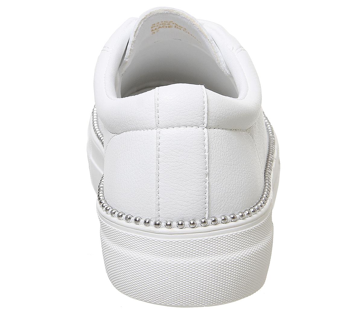 OFFICE Free Flatform Trainers White Silver Stud Rand - Flat Shoes for Women