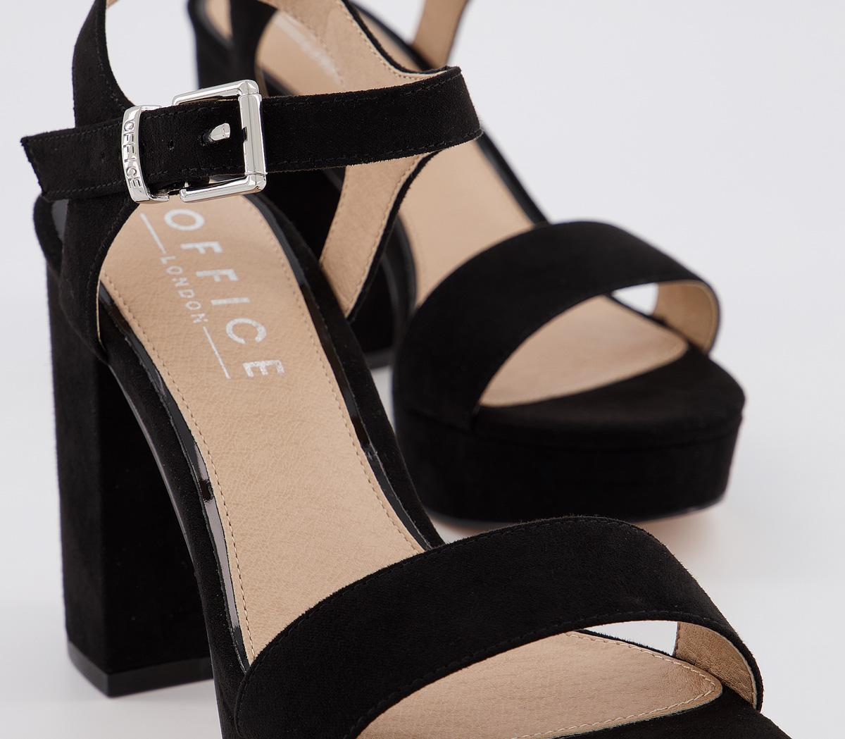 OFFICE Must Have Platform Sandals Black With Office Branding - Mid Heels