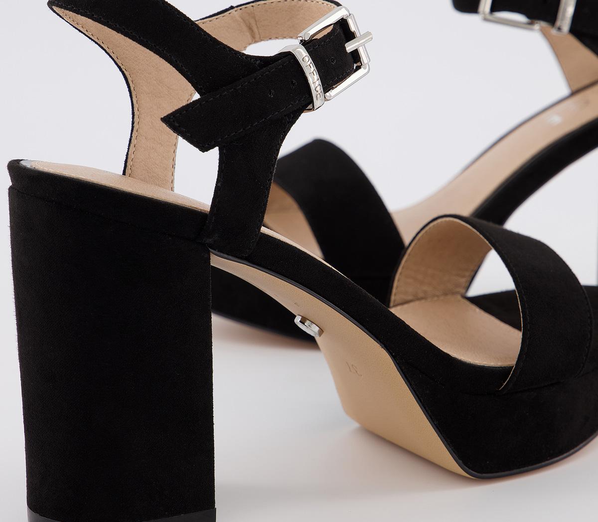 OFFICE Must Have Platform Sandals Black With Office Branding - Mid Heels