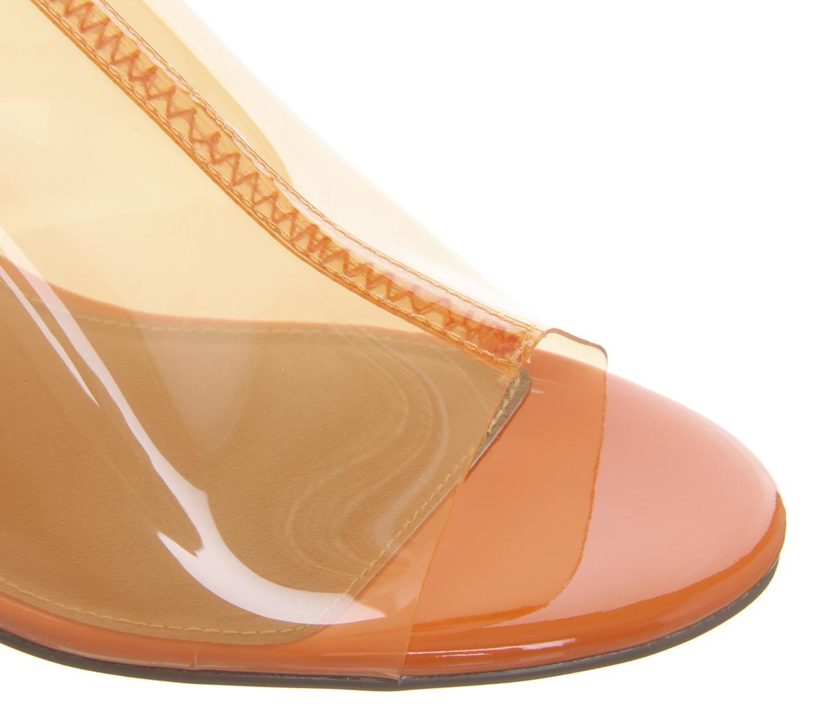 OFFICE Message Feature Heel Mules Clear Orange - Mid Heels