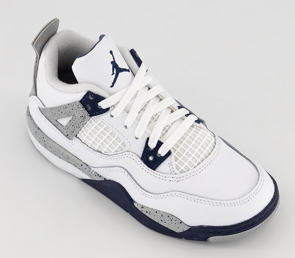 Jordan Air Jordan 4 Ps Trainers White Midnight Navy Light Smoke Grey ...