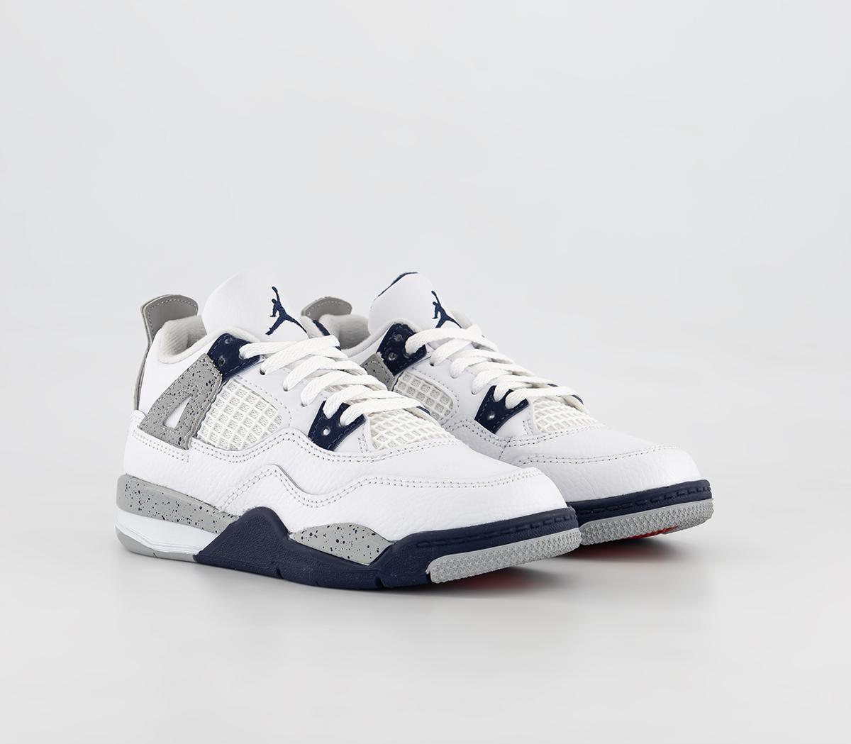 Jordan Air Jordan 4 Ps Trainers White Midnight Navy Light Smoke Grey ...
