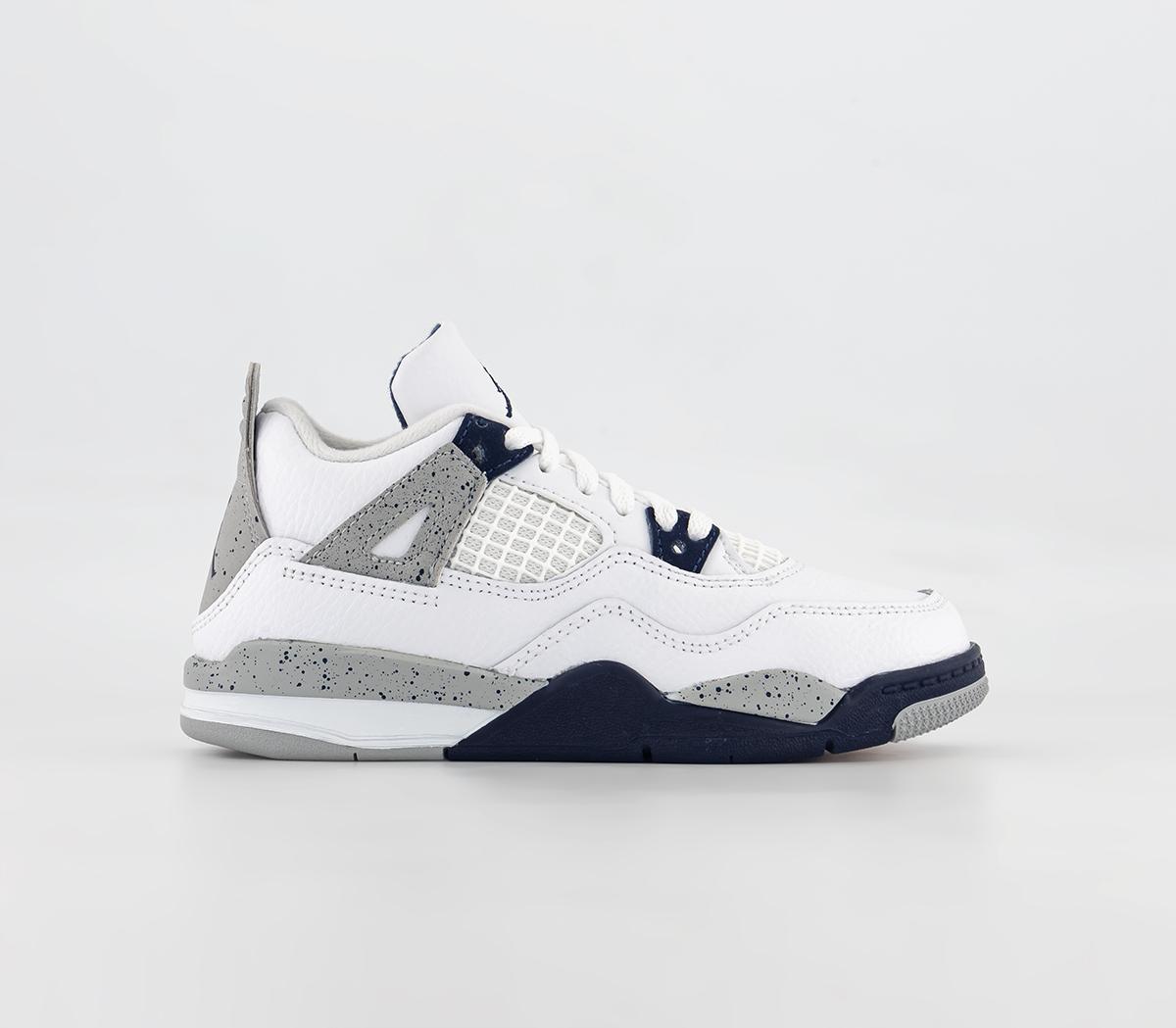 Jordan Air Jordan 4 Ps Trainers White Midnight Navy Light Smoke Grey ...