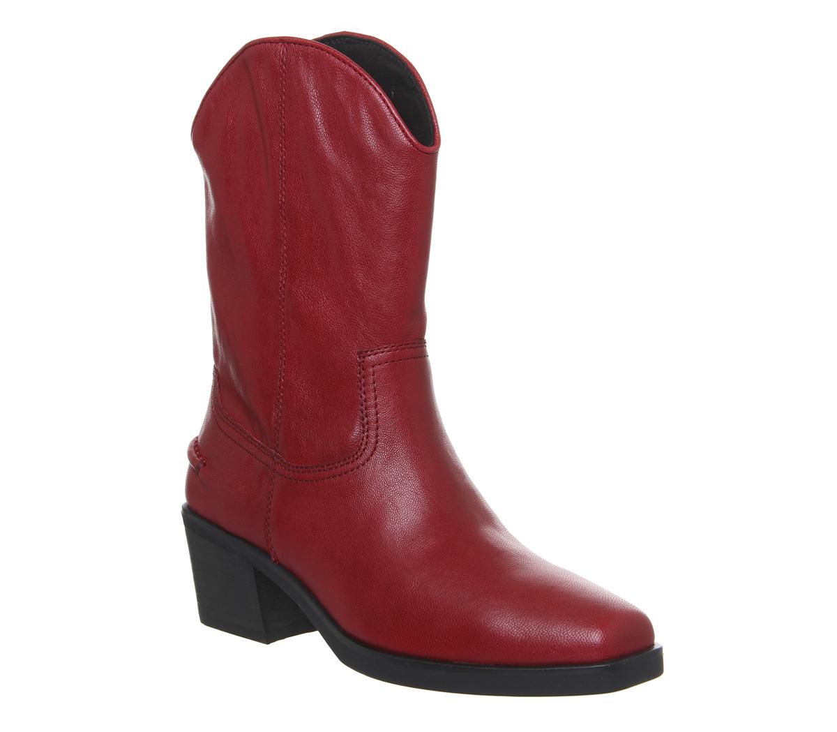 Vagabond Shoemakers Simone Cowboy Boots Red - Women's Ankle Boots