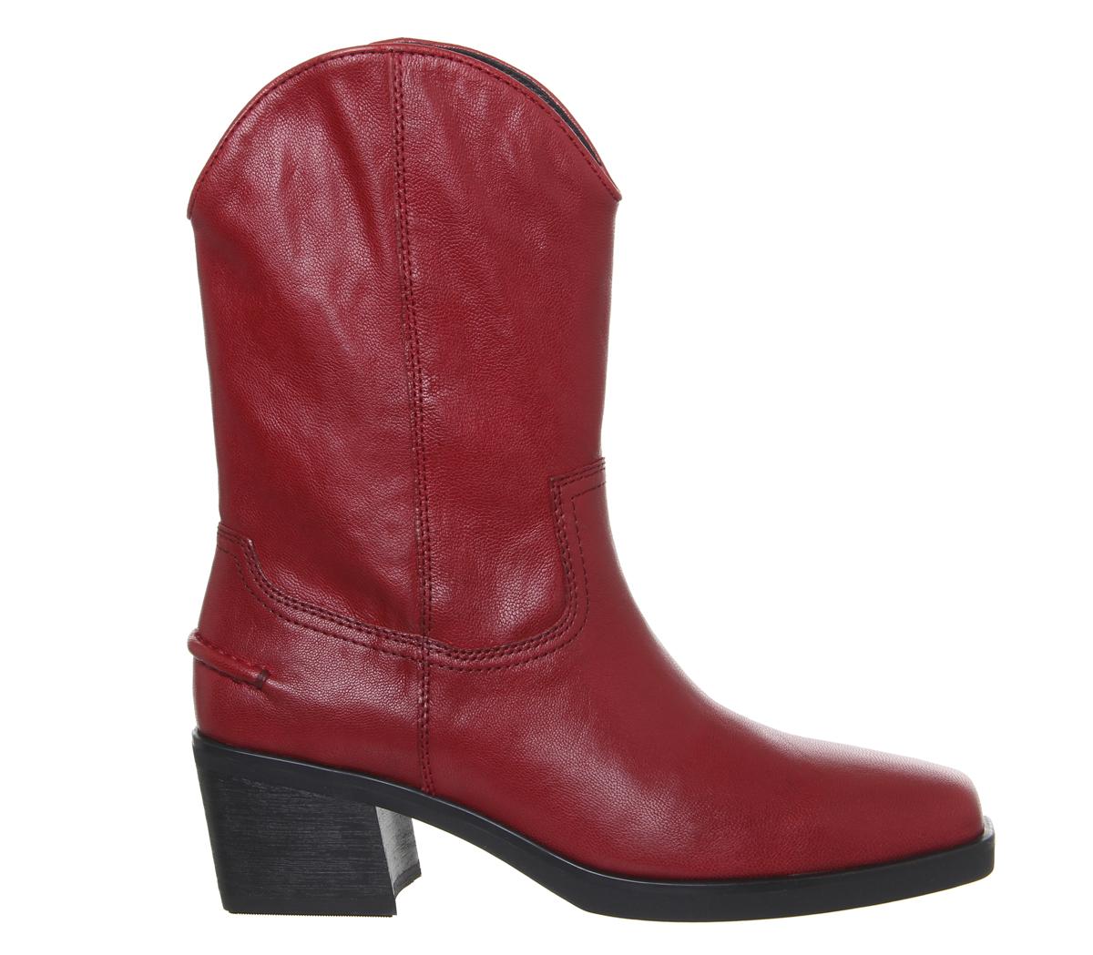 Vagabond Shoemakers Simone Cowboy Boots Red - Women's Ankle Boots