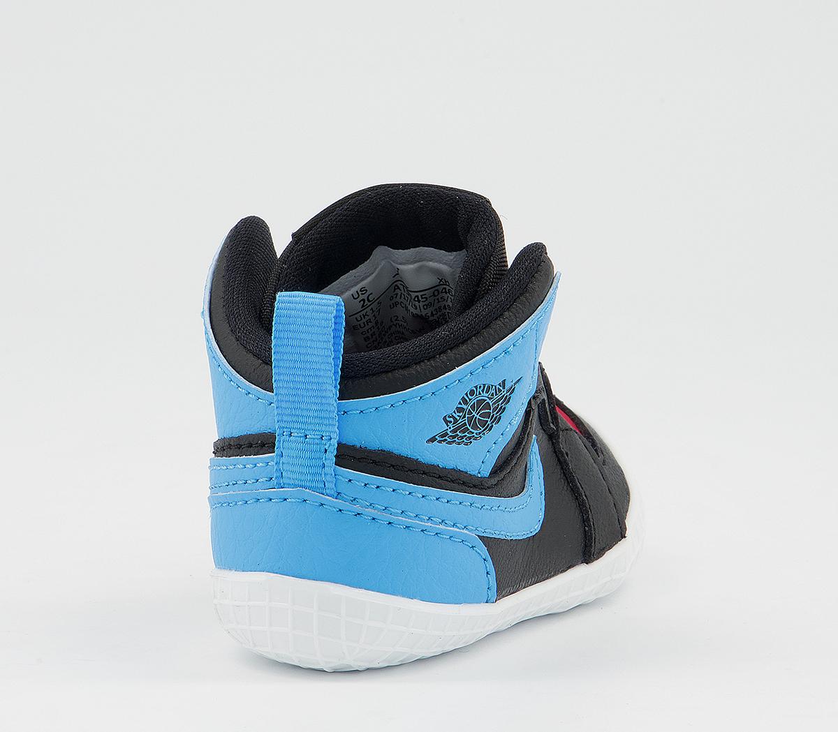 Jordan Jordan 1 Crib Booties Black Dark Powder Blue Gym Red White - Unisex