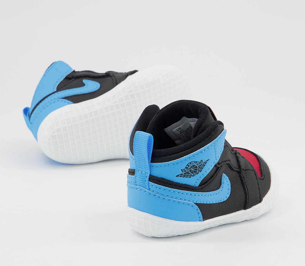 Jordan Jordan 1 Crib Booties Black Dark Powder Blue Gym Red White - Unisex