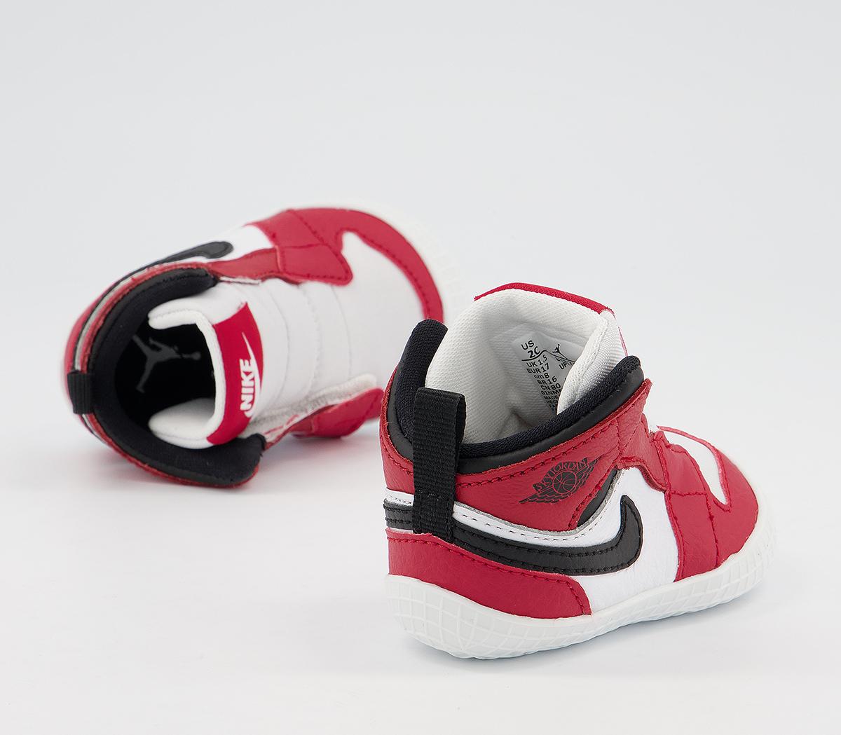 Jordan Jordan 1 Crib Booties White Black Varsity Red - Unisex