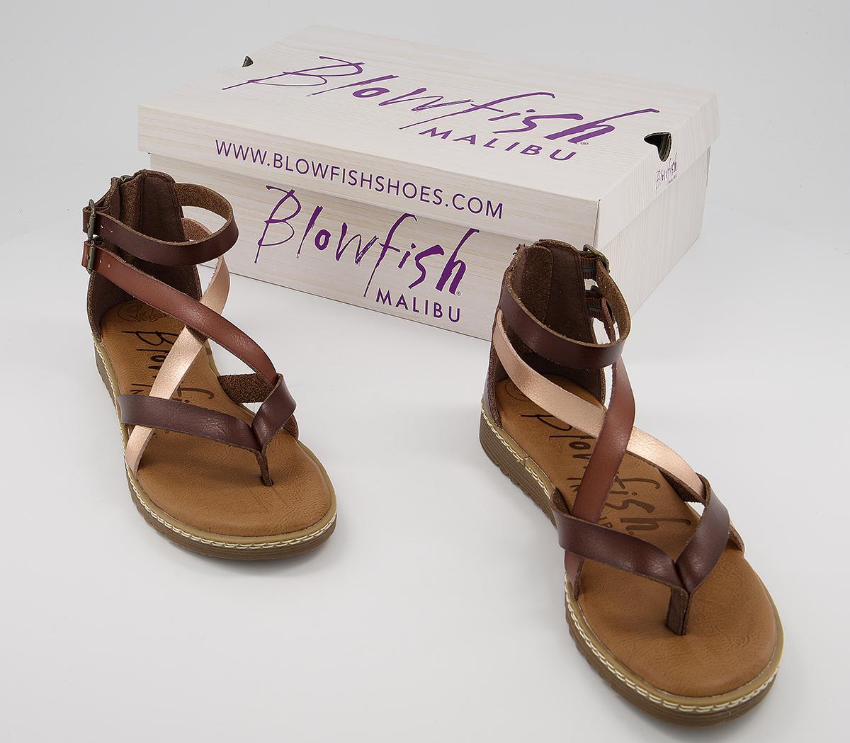 Blowfish Malibu Ohio Sandals Brown Rose Gold Clay - Women's Vegan Shoes