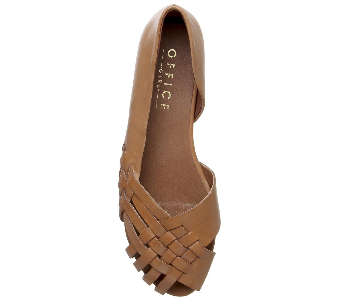 OFFICE Fall Woven Flats Tan Leather - Flat Shoes for Women