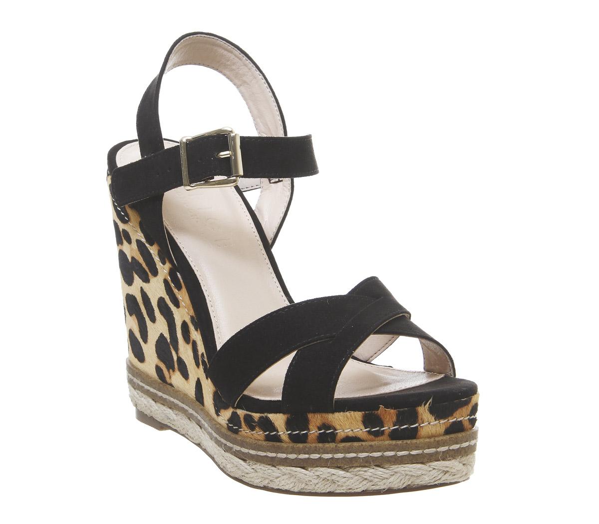 OFFICE Halcyon Feature Wedges Black With Leopard - High Heels