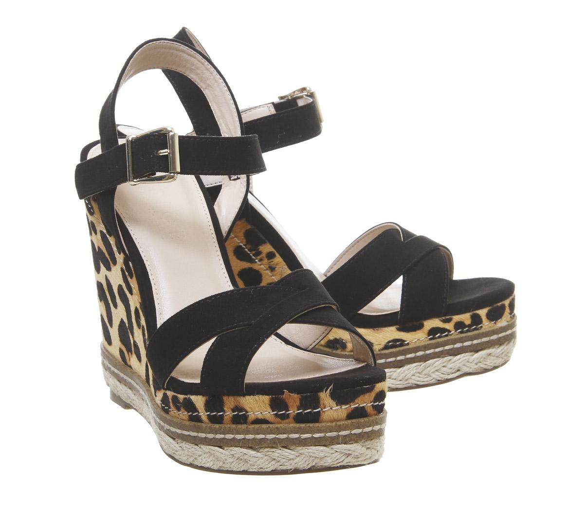 OFFICE Halcyon Feature Wedges Black With Leopard - High Heels