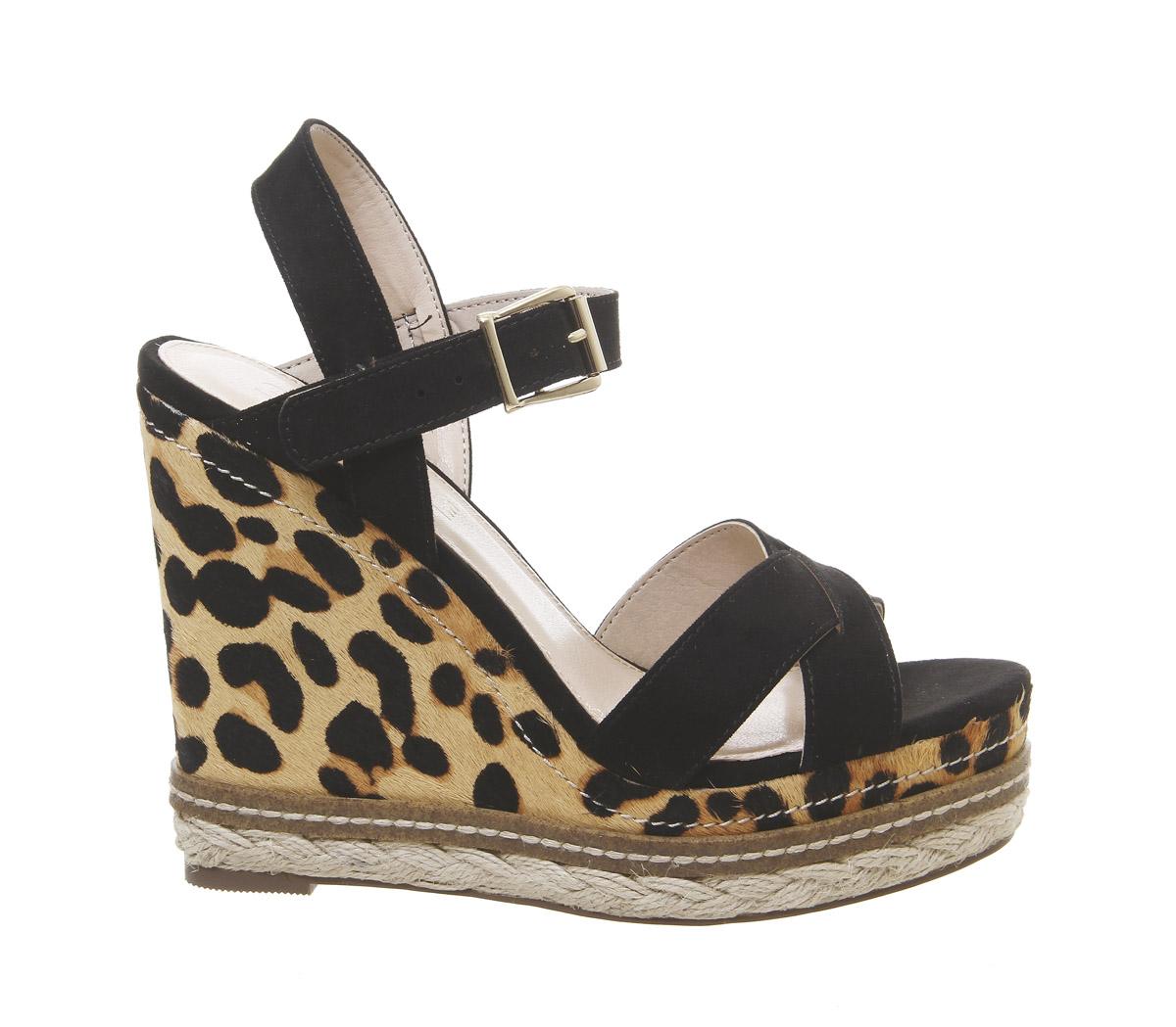 OFFICE Halcyon Feature Wedges Black With Leopard - High Heels