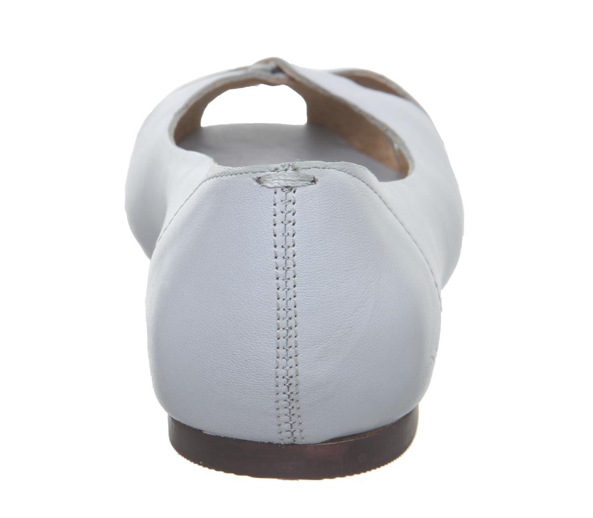 OFFICE Fickle Peep Toe Flats Blue Leather - Flat Shoes for Women