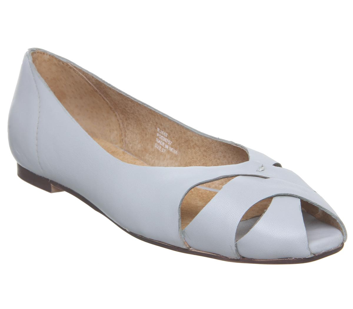 OFFICE Fickle Peep Toe Flats Blue Leather - Flat Shoes for Women