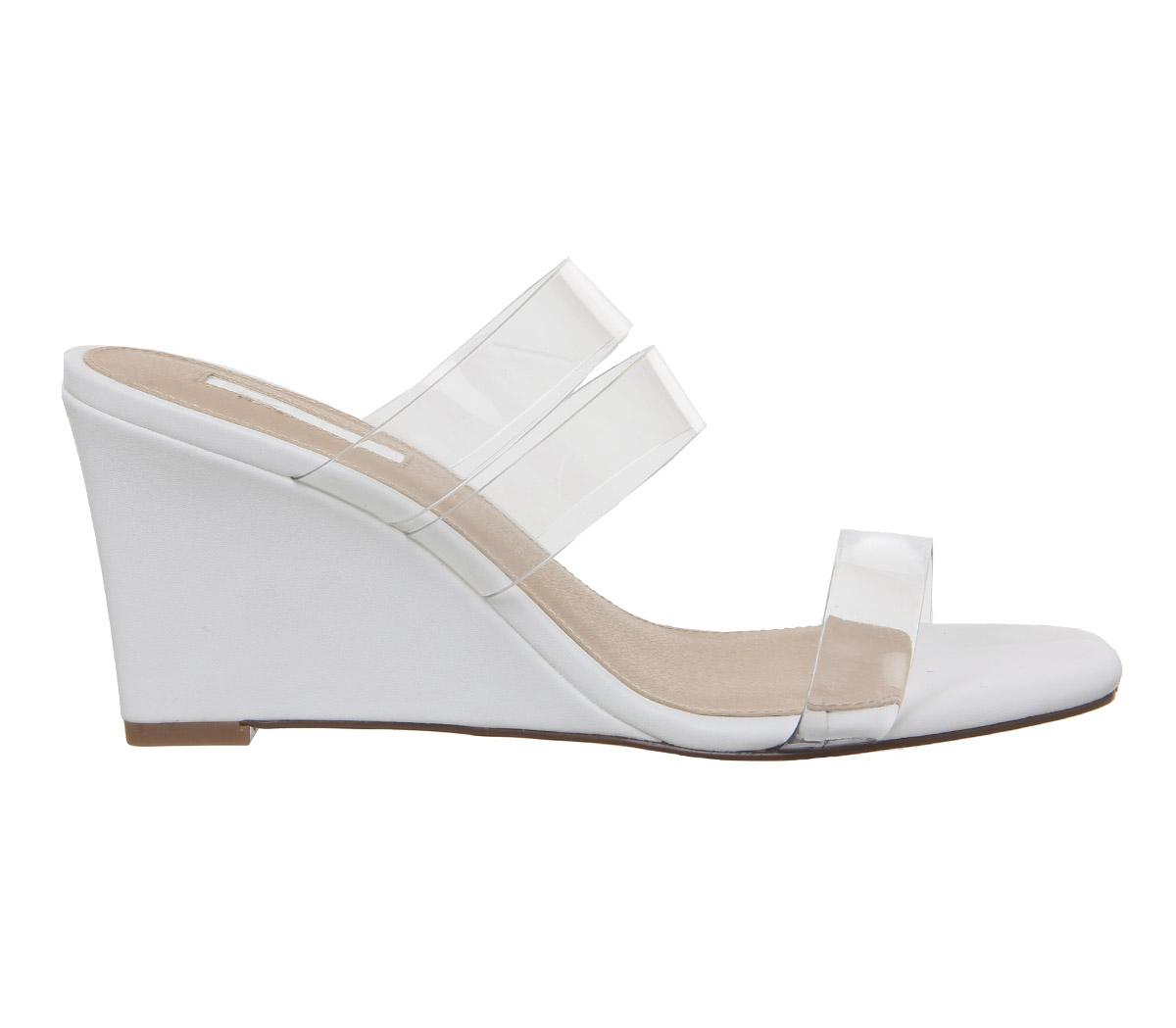 OFFICE Mirror Transparent Wedges White - Mid Heels