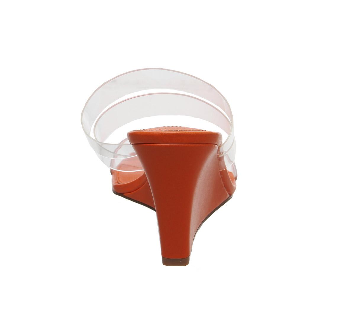 OFFICE Mirror Transparent Wedges Neon Orange - Mid Heels
