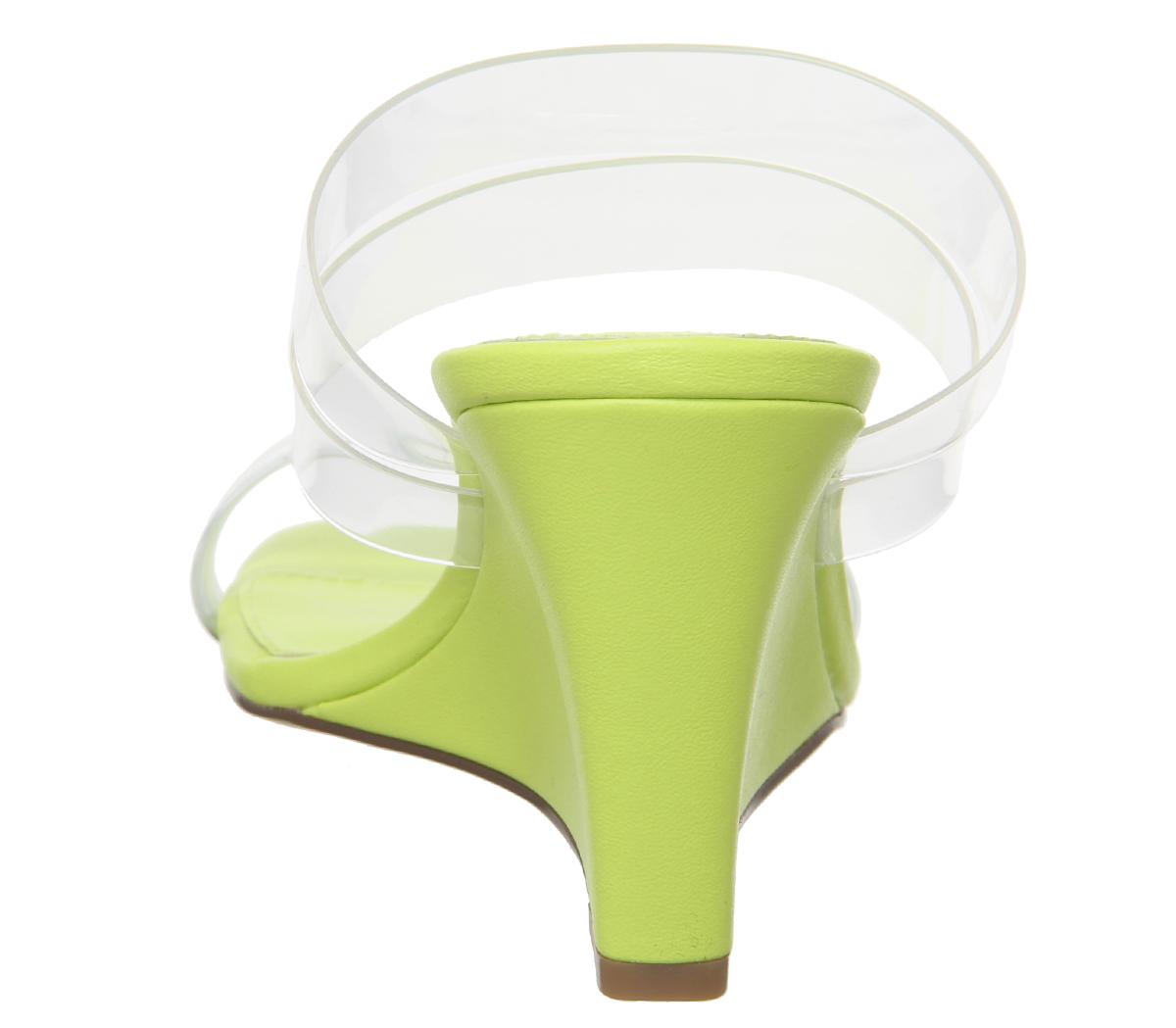 OFFICE Mirror Transparent Wedges Neon Lime - Mid Heels