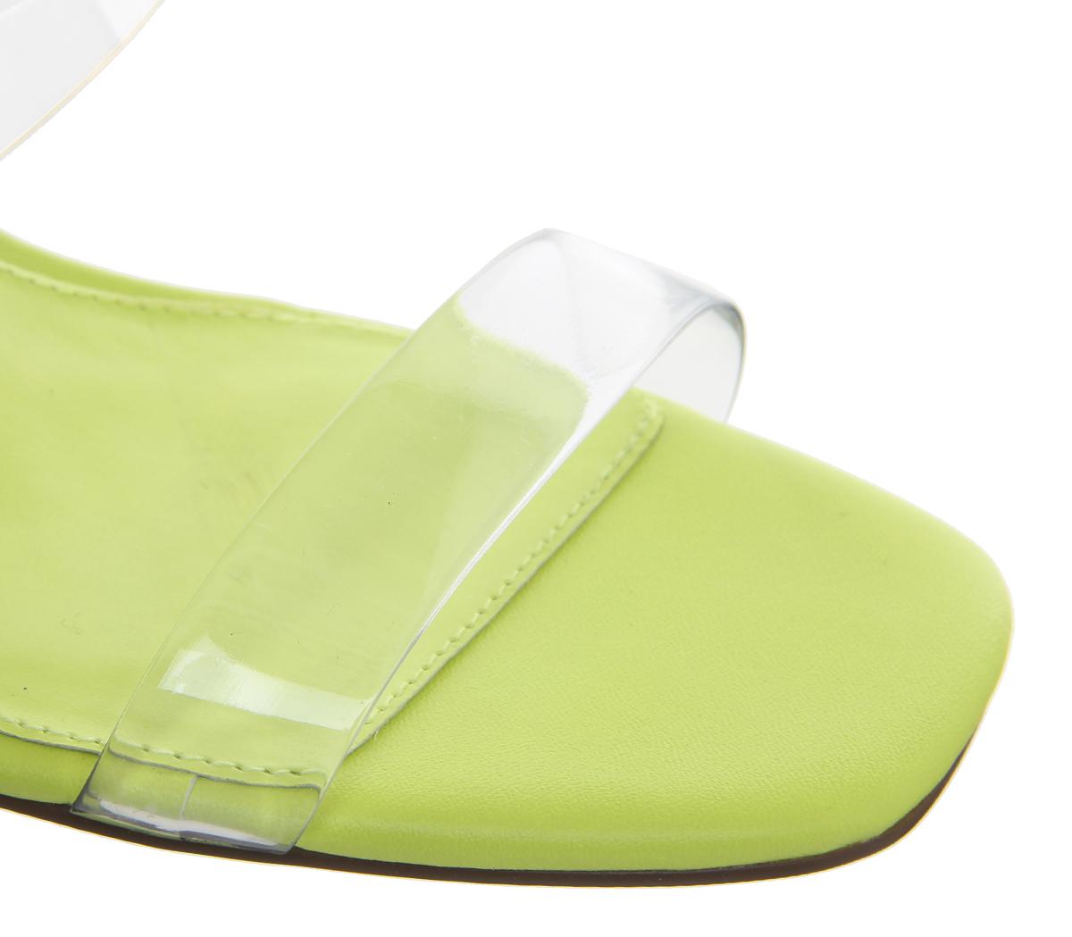 OFFICE Mirror Transparent Wedges Neon Lime - Mid Heels