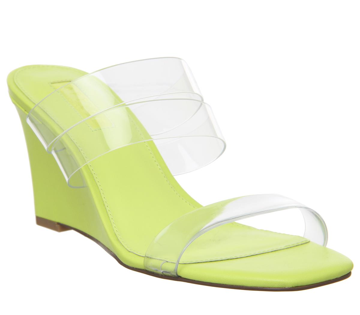 OFFICE Mirror Transparent Wedges Neon Lime - Mid Heels