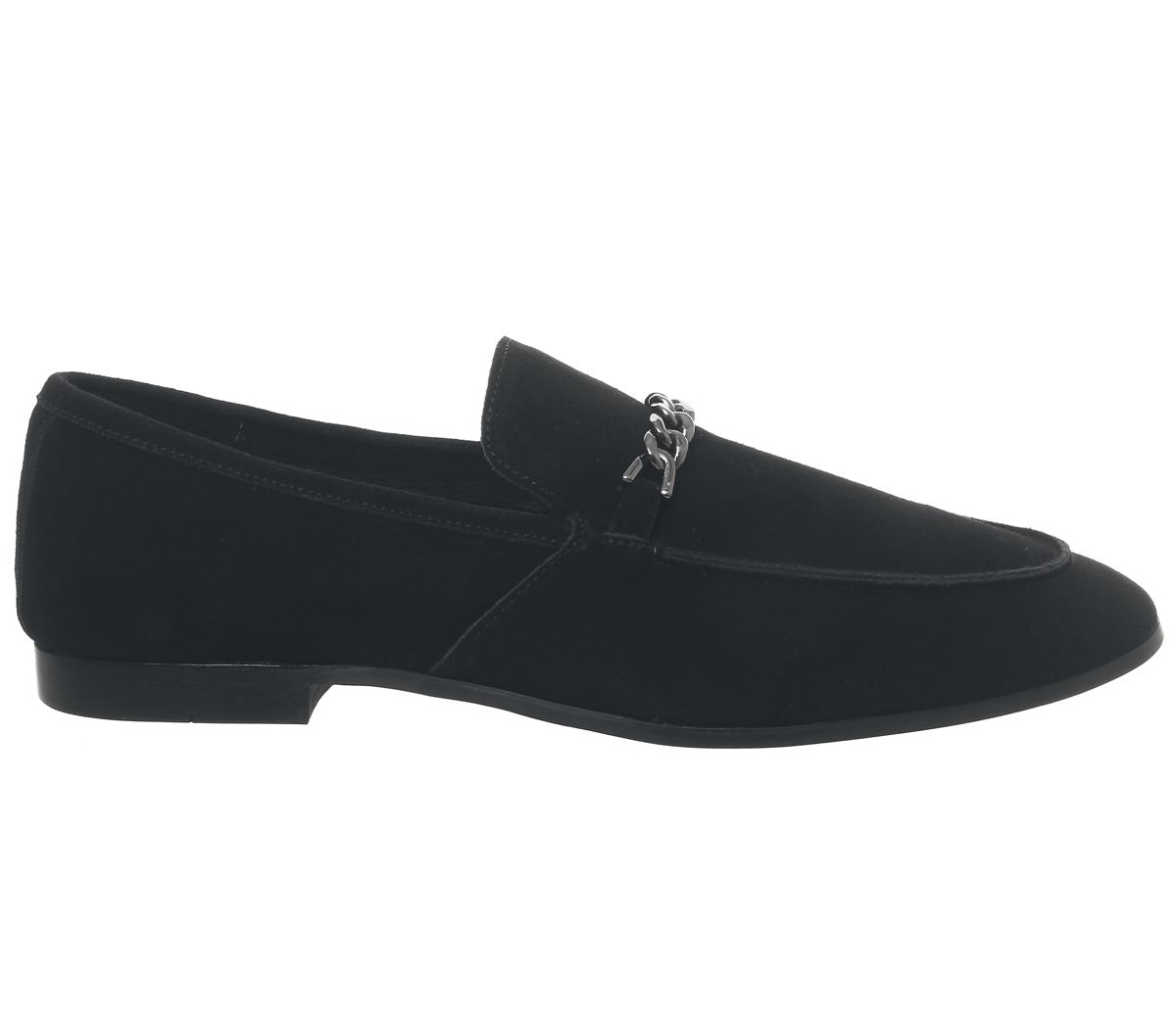 OFFICE Lion Chain Loafers Black Suede - Men’s Smart Shoes