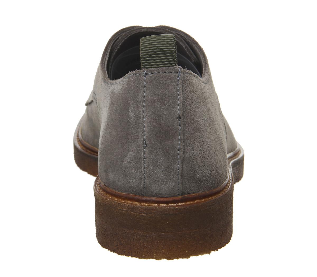 OFFICE Locked Derby Shoes Grey Suede - Men's Casual Shoes
