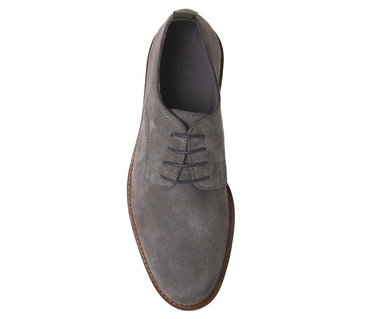 OFFICE Locked Derby Shoes Grey Suede - Men's Casual Shoes