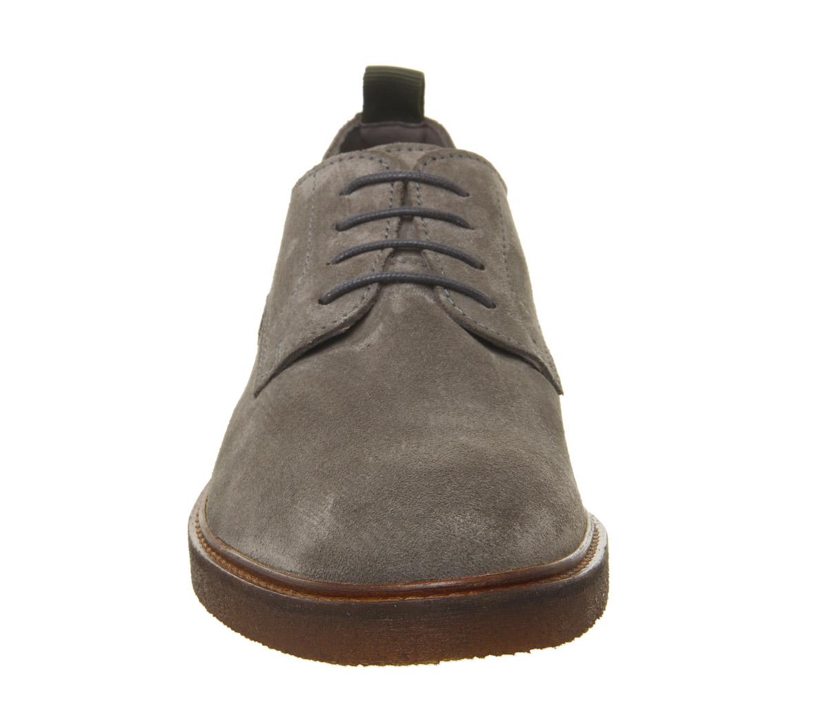 OFFICE Locked Derby Shoes Grey Suede - Men's Casual Shoes