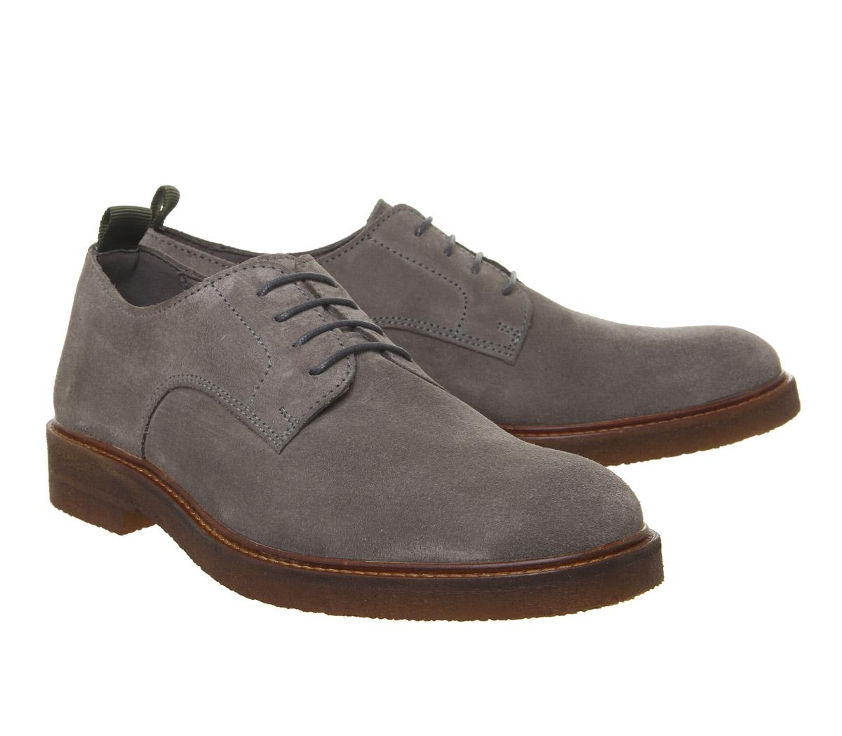 OFFICE Locked Derby Shoes Grey Suede - Men's Casual Shoes