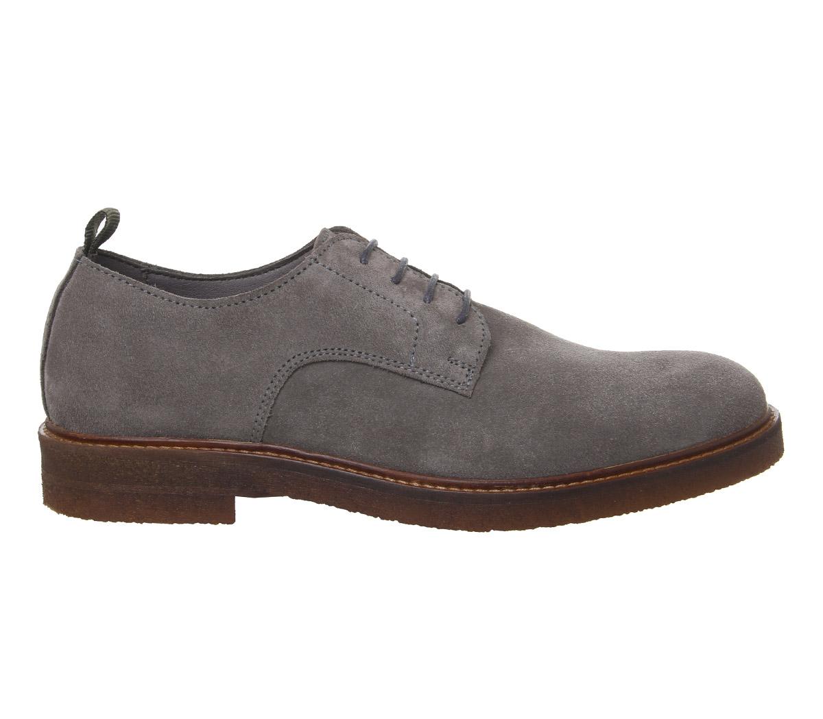 OFFICE Locked Derby Shoes Grey Suede - Men's Casual Shoes