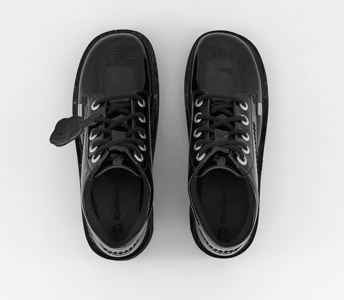 Kickers Kick Hi Stack Boots Black Patent Leather - Flat Shoes for Women