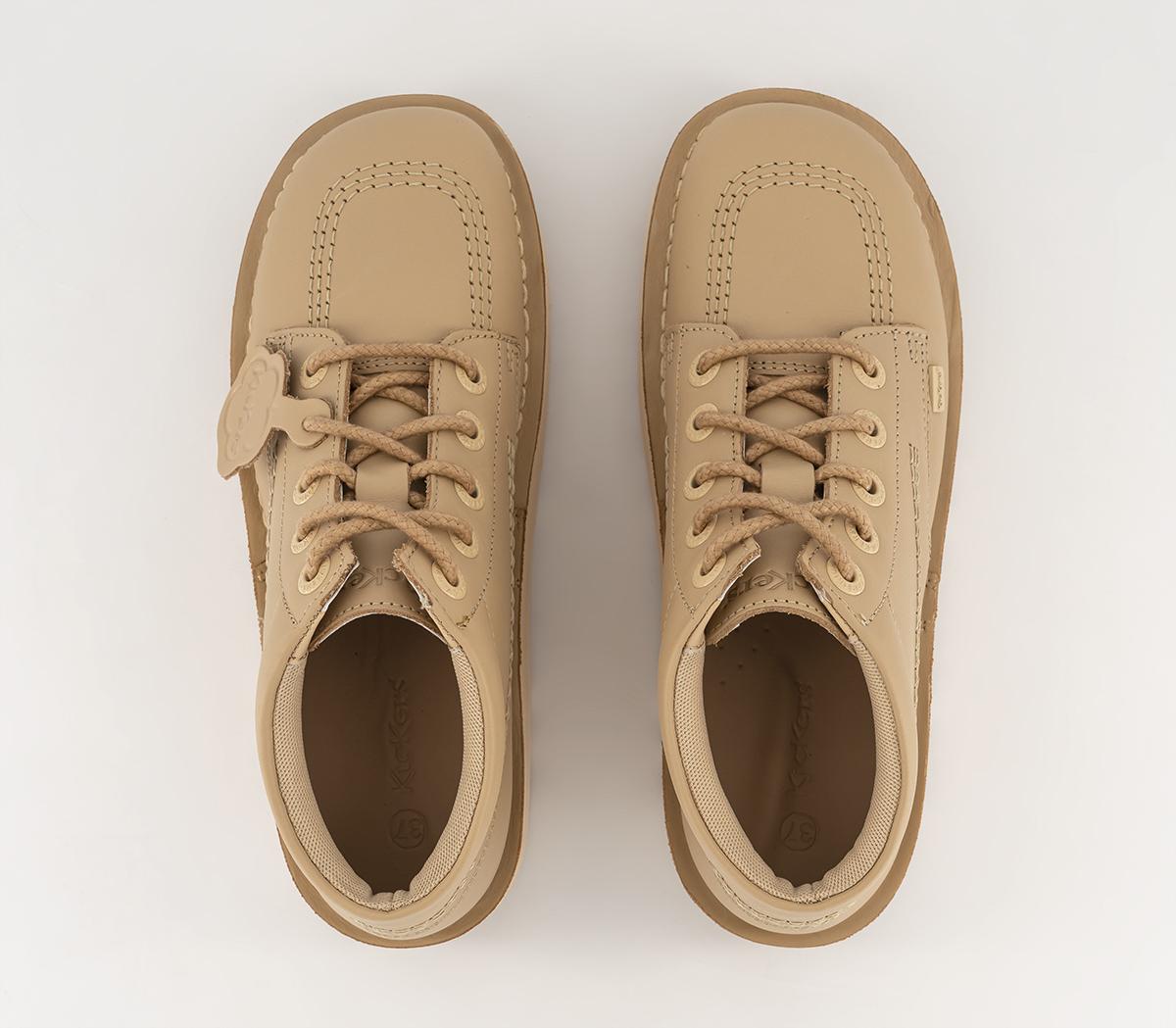Kickers Kick Hi Stack Boots Beige Leather - Flat Shoes for Women