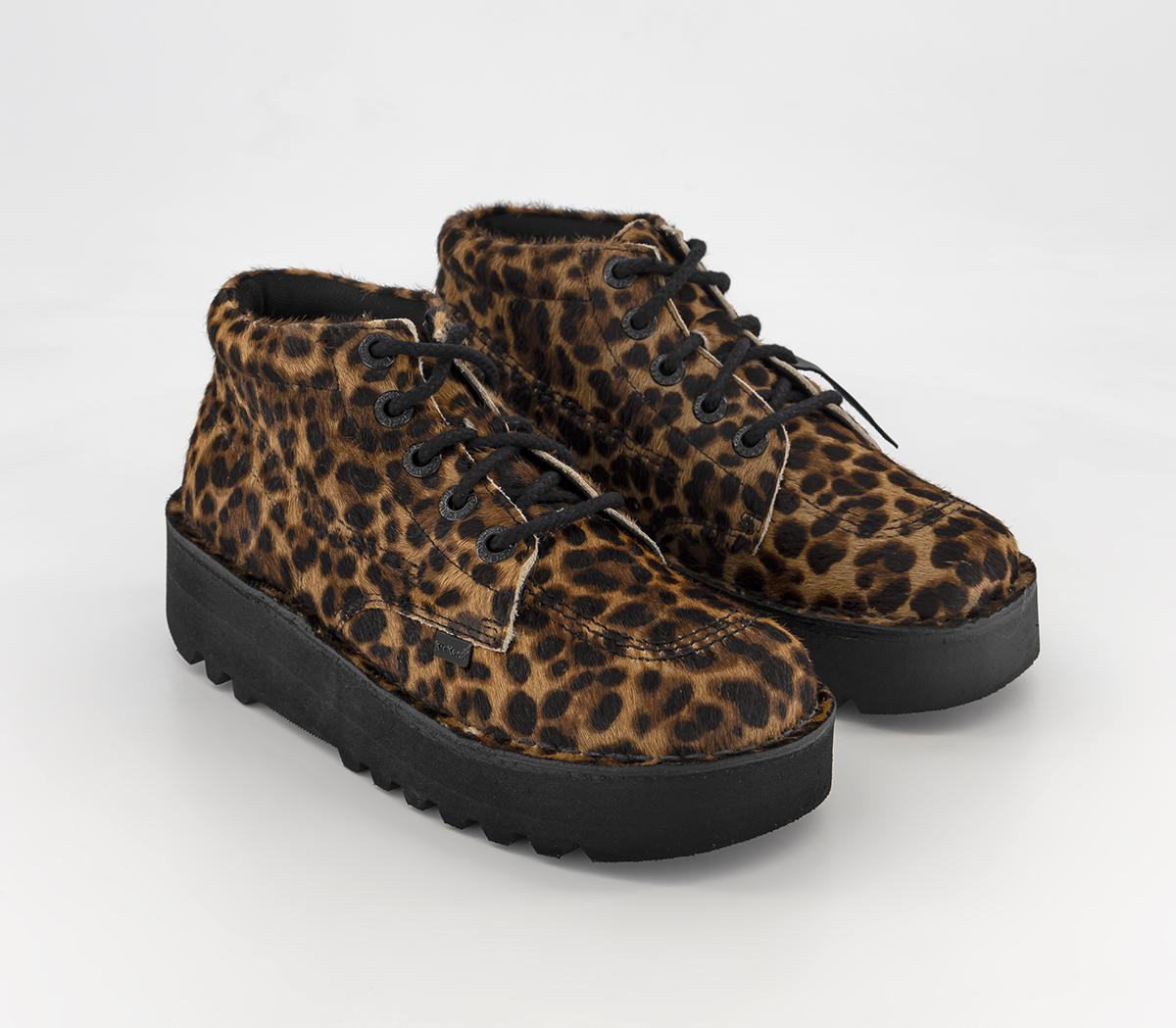 Kickers Kick Hi Stack Boots Leopard - Flat Shoes for Women