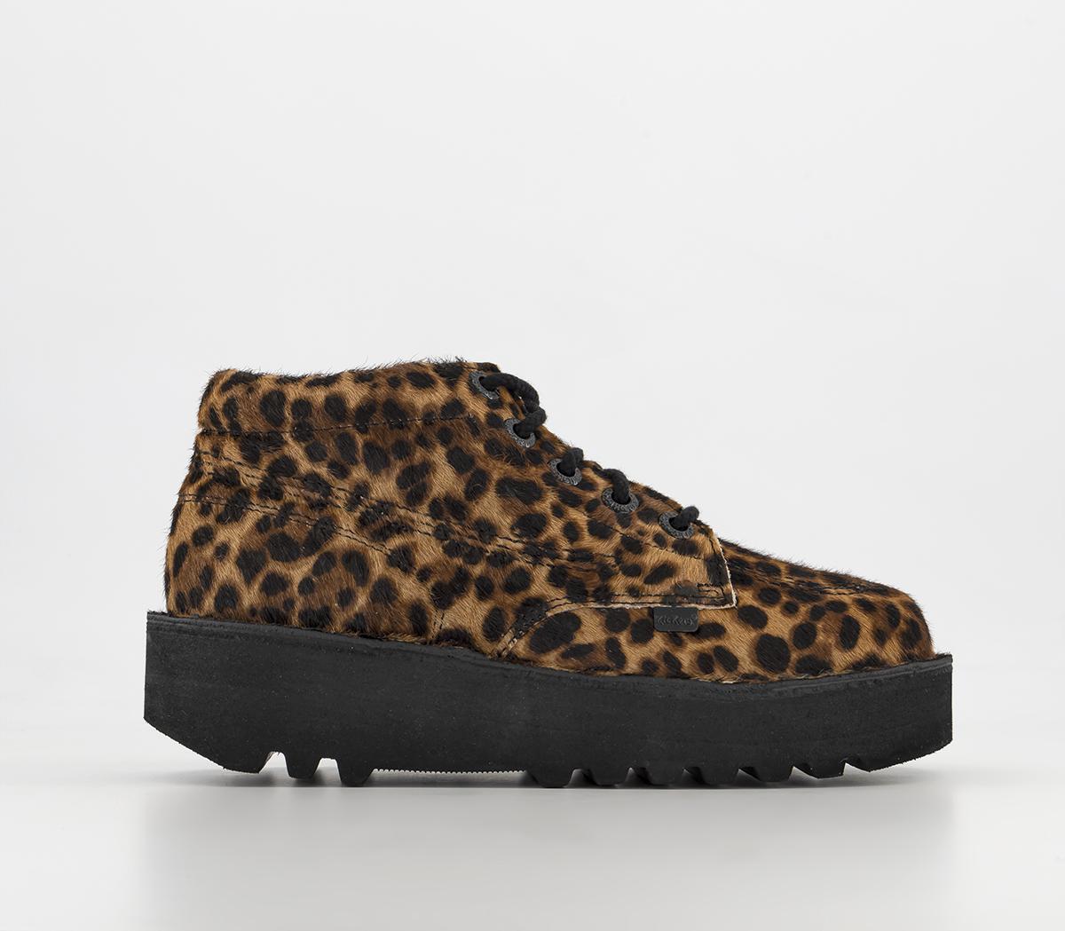 Kickers Kick Hi Stack Boots Leopard - Flat Shoes for Women