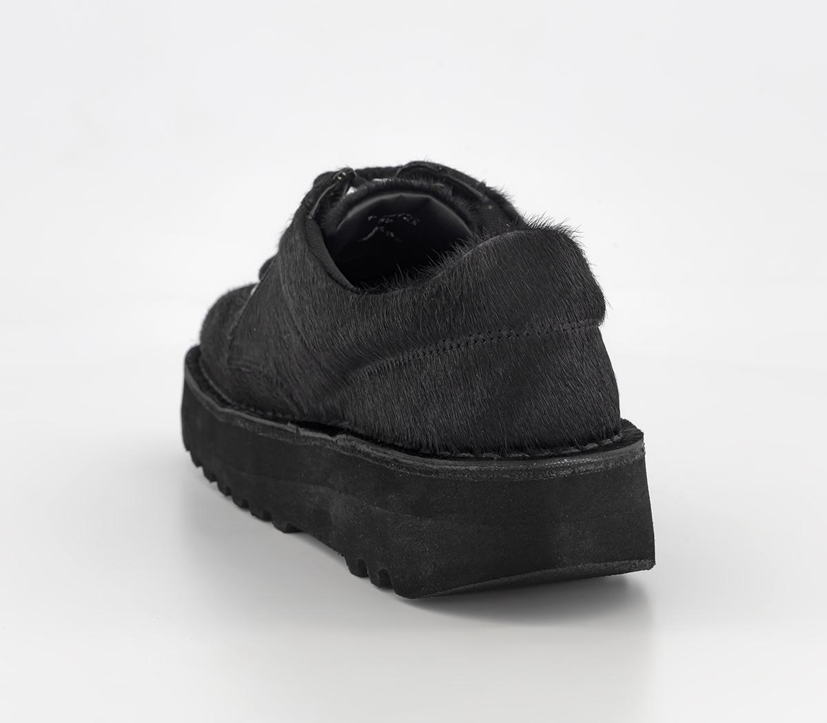 Kickers Kick Lo Stack Shoes Black Pony Hair - Flat Shoes for Women