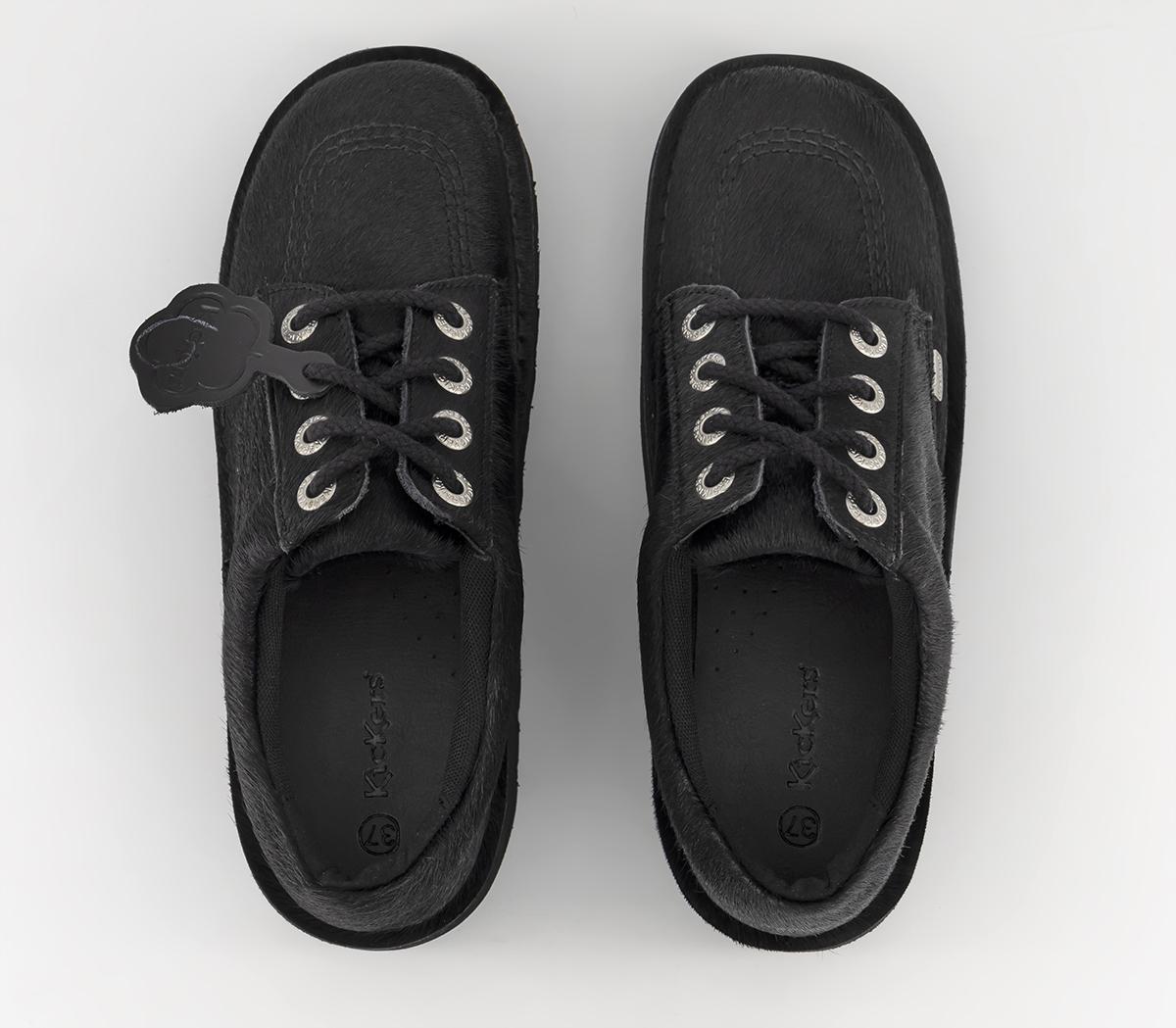 Kickers Kick Lo Stack Shoes Black Pony Hair - Flat Shoes for Women