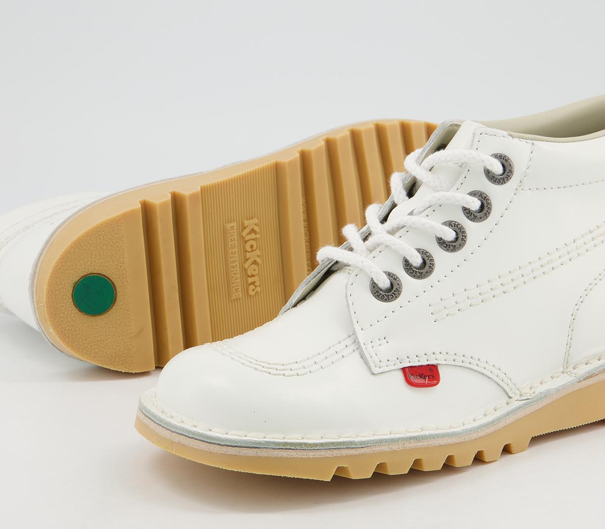 Kickers Kick Hi Boots White Leather - Women's Boots