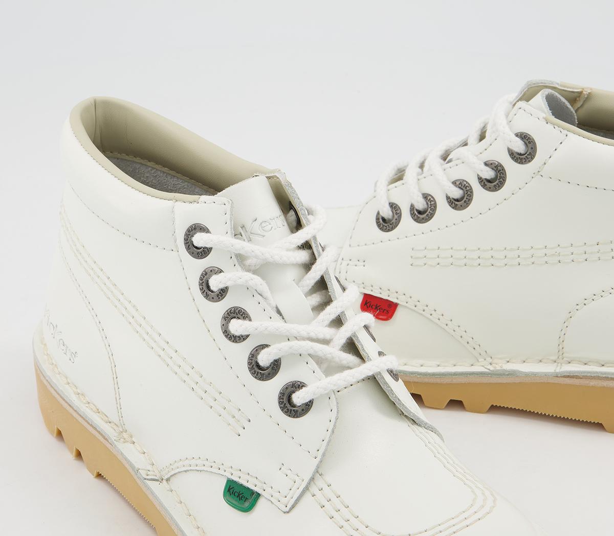 Kickers Kick Hi Boots White Leather - Women's Boots