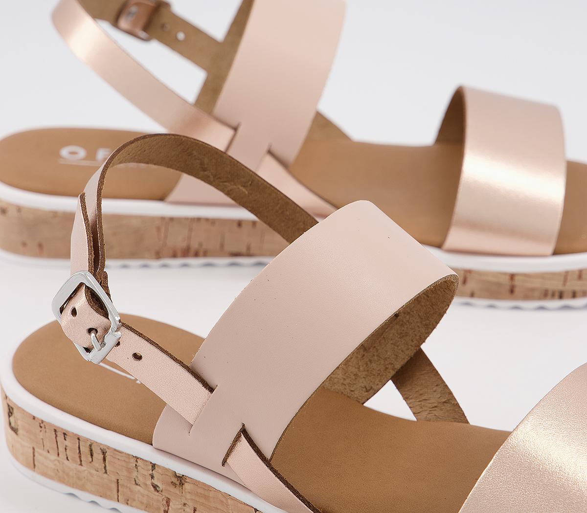 OFFICE Sense- Cork Sole Sandal Rose Gold Mix - Women’s Sandals